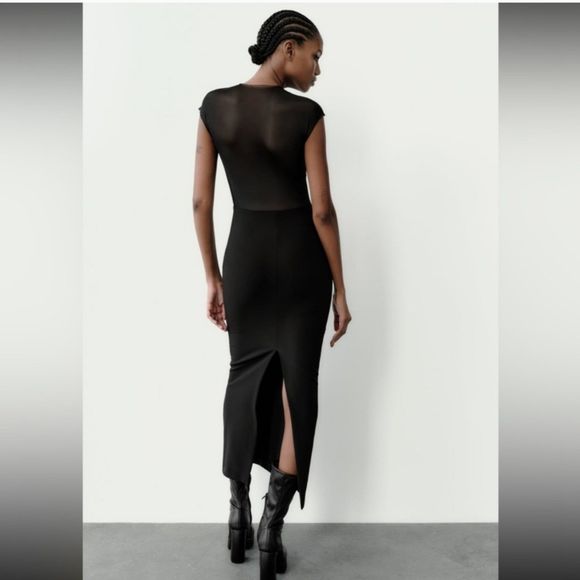 Zara | Dresses | Zara Limited Edition Combination Mixed Tulle Sheer ...